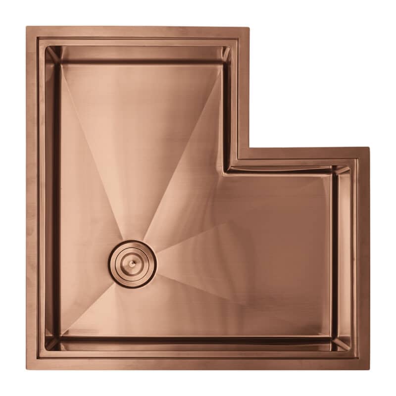 30” Copper Stainless Steel Workstation Corner Kitchen Sink Single Bowl ...