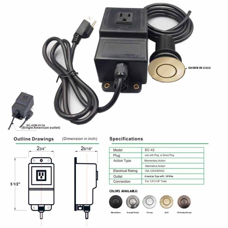 Garbage Disposal Air Switch Push Button in Gold - Strictly Kitchen and Bath