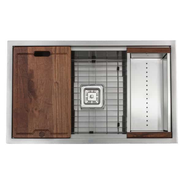 Butterfly Workstation Corner Kitchen Sink Single Bowl 16 Gauge Sink ...