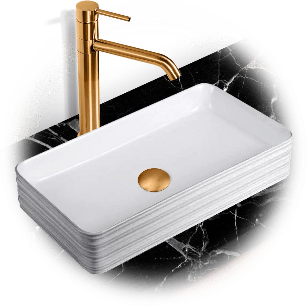Rectangular Gold Porcelain Luxury Vessel Sink LV1400