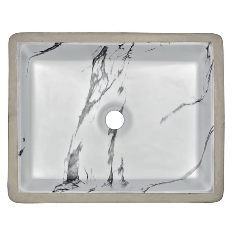 Undermount Rectangle Bathroom Sink with Center Drain & Overflow