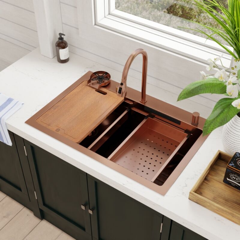 All-In-One Stainless Steel Kitchen Sink Set with Fixtures and Accessories