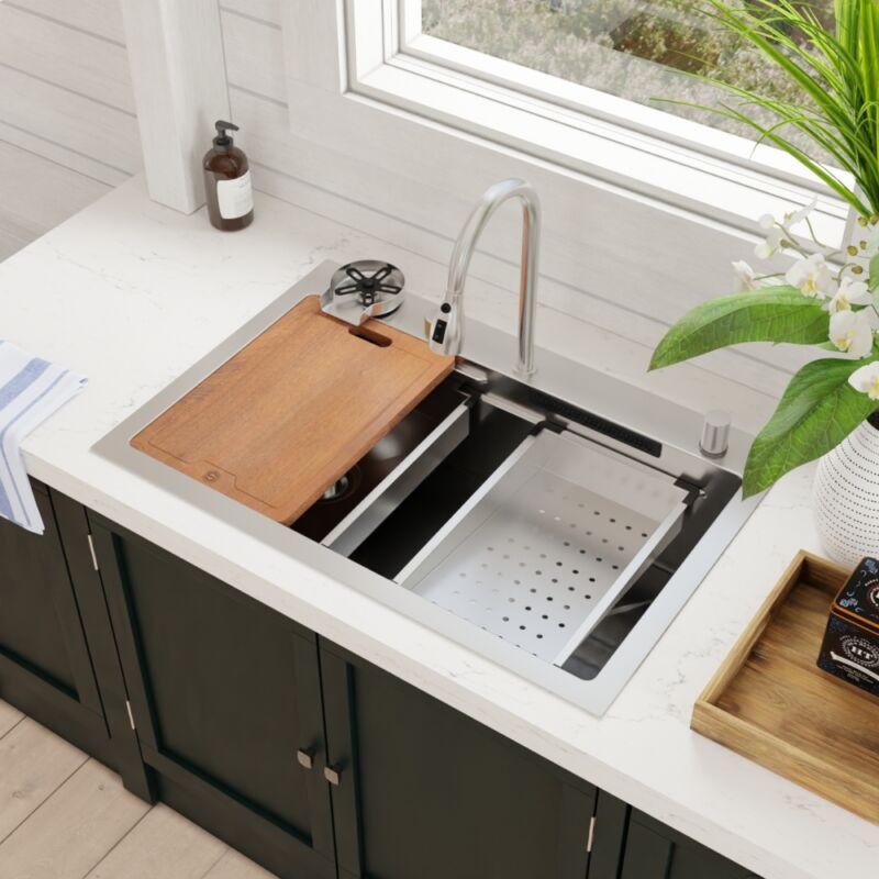 All-In-One Stainless Steel Kitchen Sink Set with Fixtures and Accessories