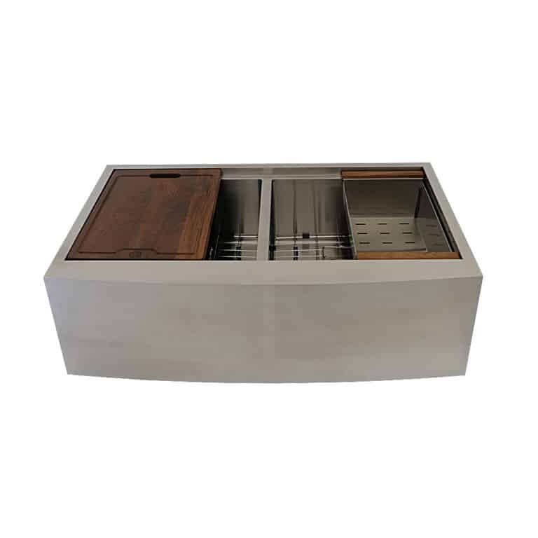 33" x 21" x 10" Double Bowl Apron Workstation Kitchen Sink