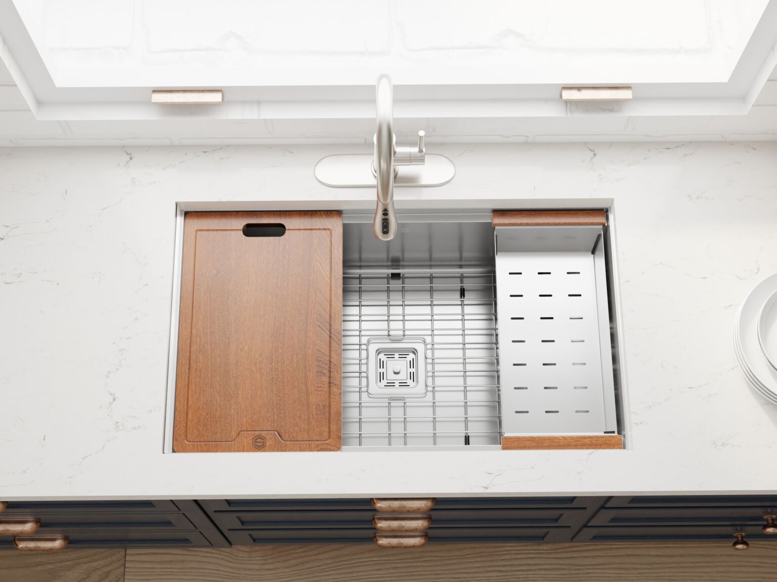 Stainless Steel Undermount Single Bowl Workstation Sink