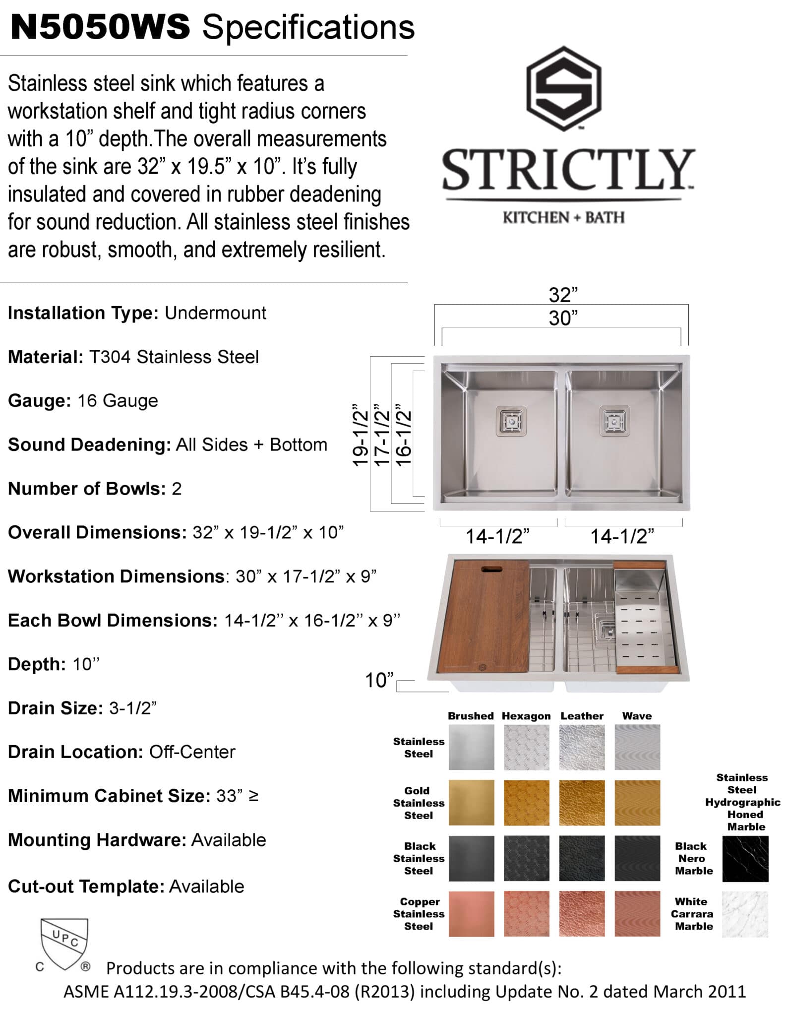 Stainless Steel Undermount Double Bowl Workstation Sink