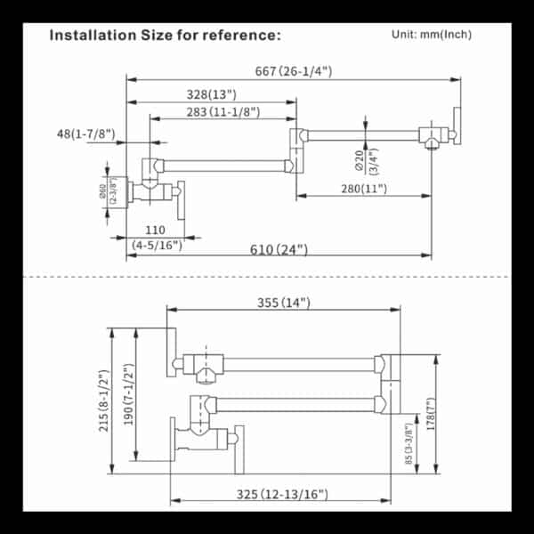 24" Pot Filler Faucet for Over-the-Range | PF200