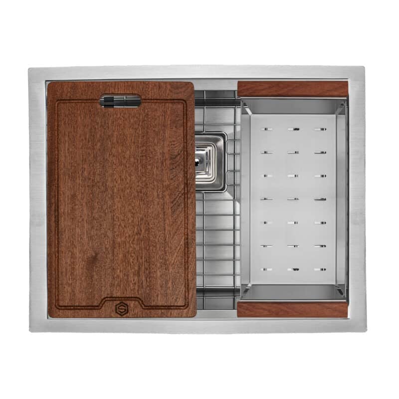 23" Stainless Steel Undermount Single Bowl Workstation Sink