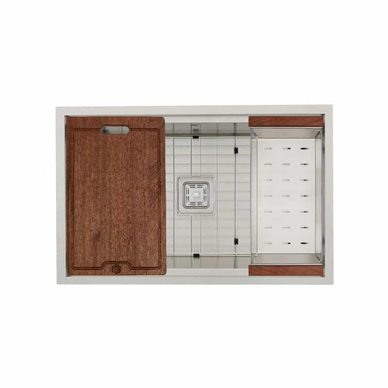 30" Stainless Steel Undermount Single Bowl Workstation Sink