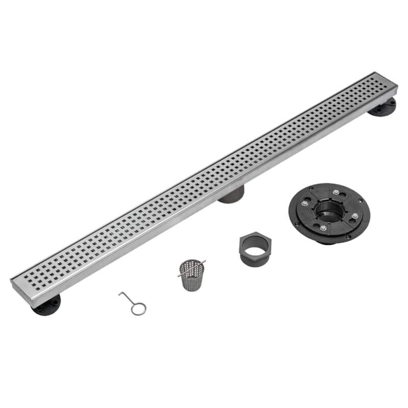 Modern Stainless Steel Linear Shower Floor Drain, Square Pattern ...