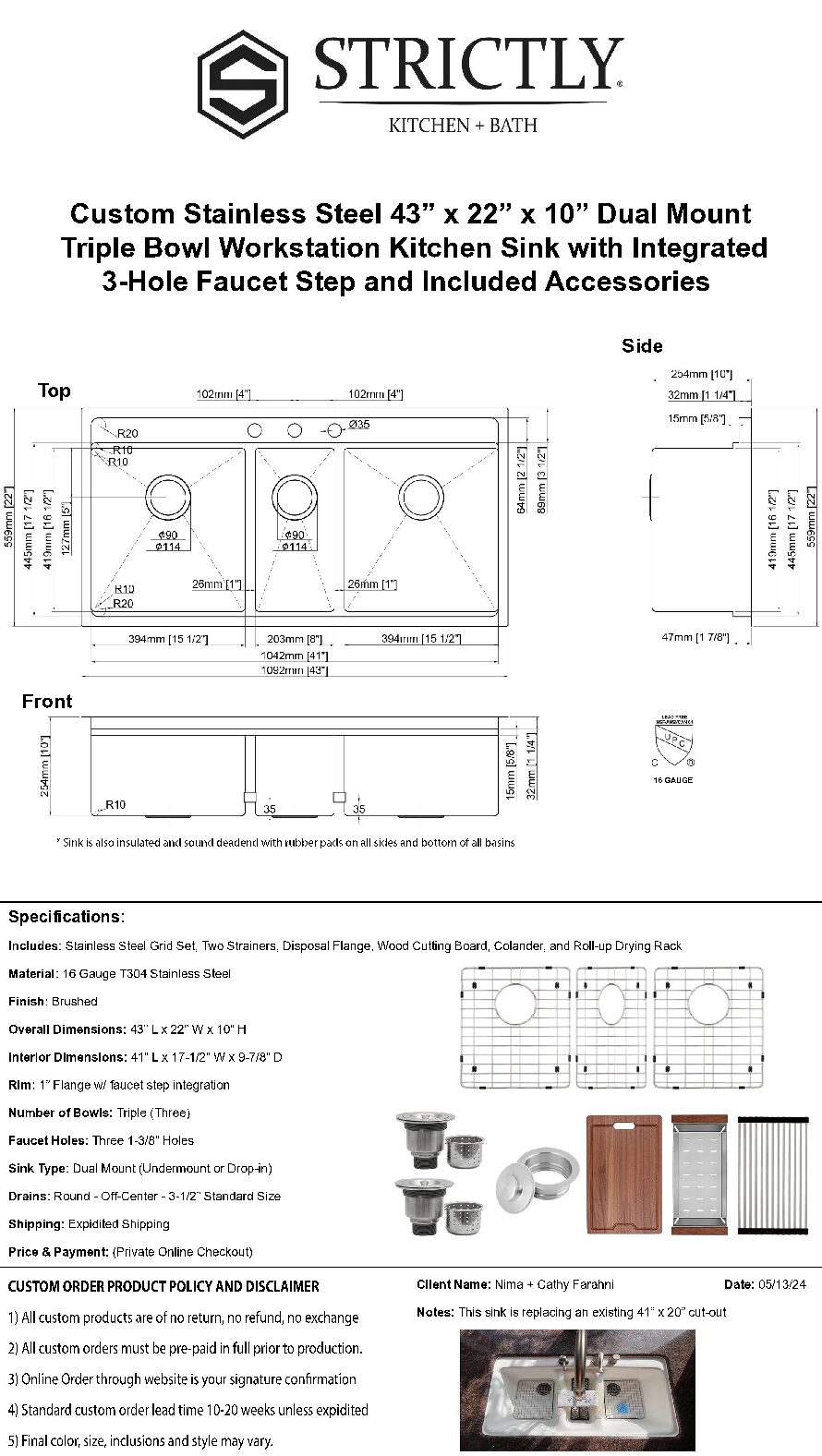 Custom Stainless Steel Sink | Farahani - Strictly Kitchen + Bath