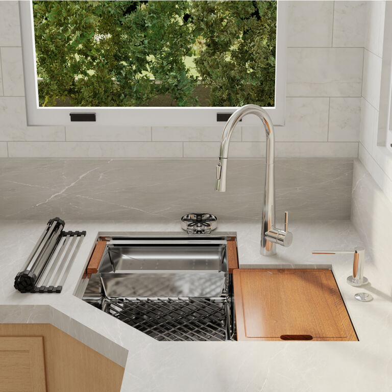 30" x 30" x 8" Butterfly Corner Workstation Sink | RCORB3030WS