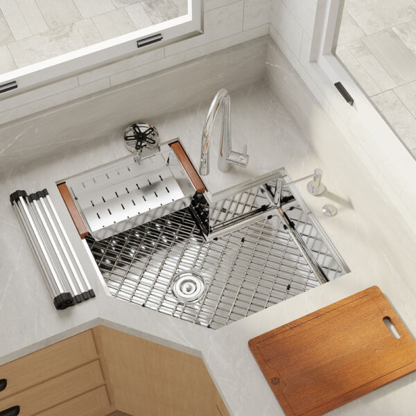 30" x 30" x 8" Butterfly Corner Workstation Sink | RCORB3030WS