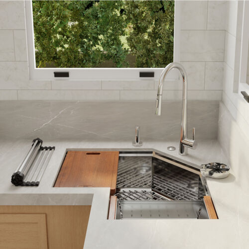 30" x 30" x 8" Butterfly Corner Workstation Sink | RCORB3030WS
