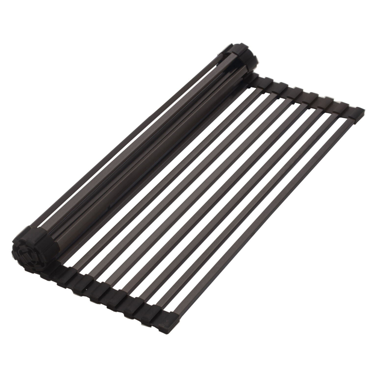 Roll Up Kitchen Sink Drying Rack in Black Stainless Steel - Strictly ...