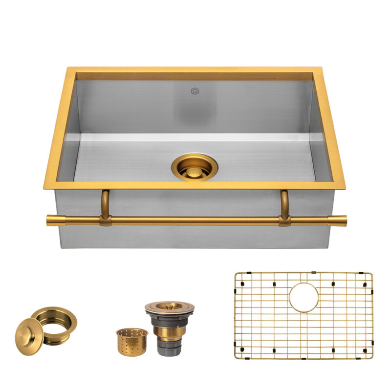 Semi-Recessed Apron-Front Kitchen Sink with Towel Bar - Strictly Sinks